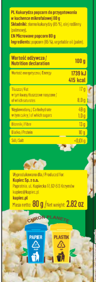 Kupiec popcorn naturalny do mikrofalówki 80 g Megasam24.pl